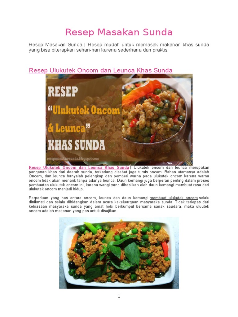 Resep Masakan Sunda | PDF