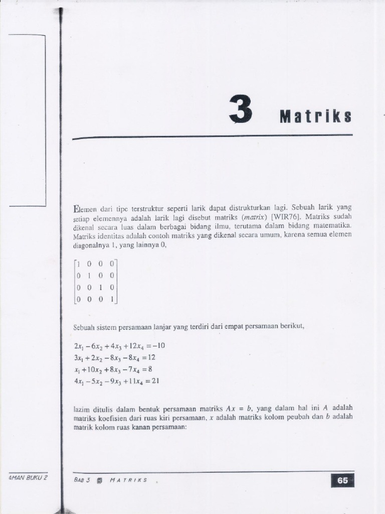Bab 3 - Matriks | PDF