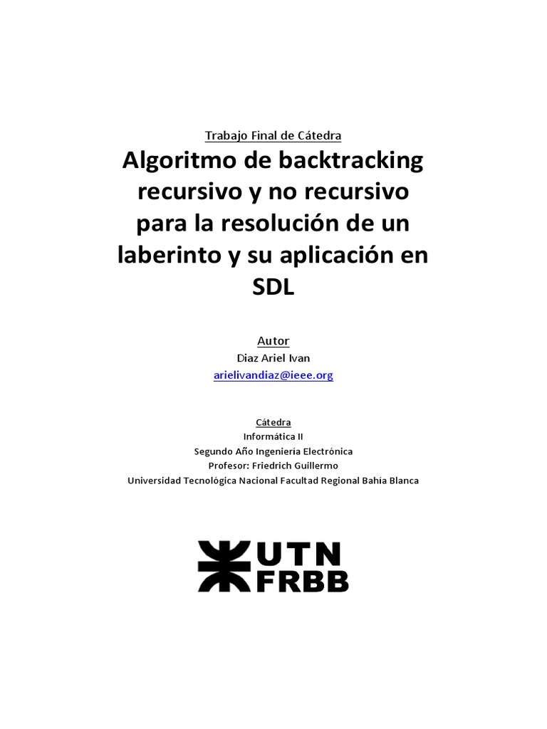 Algoritmo de Backtracking Recursivo y No PDF | PDF | Informática | Ingeniería Informática