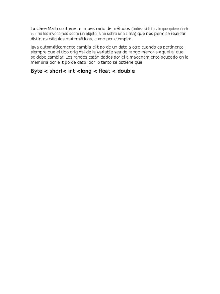 Métodos estáticos de la clase Math en Java | PDF