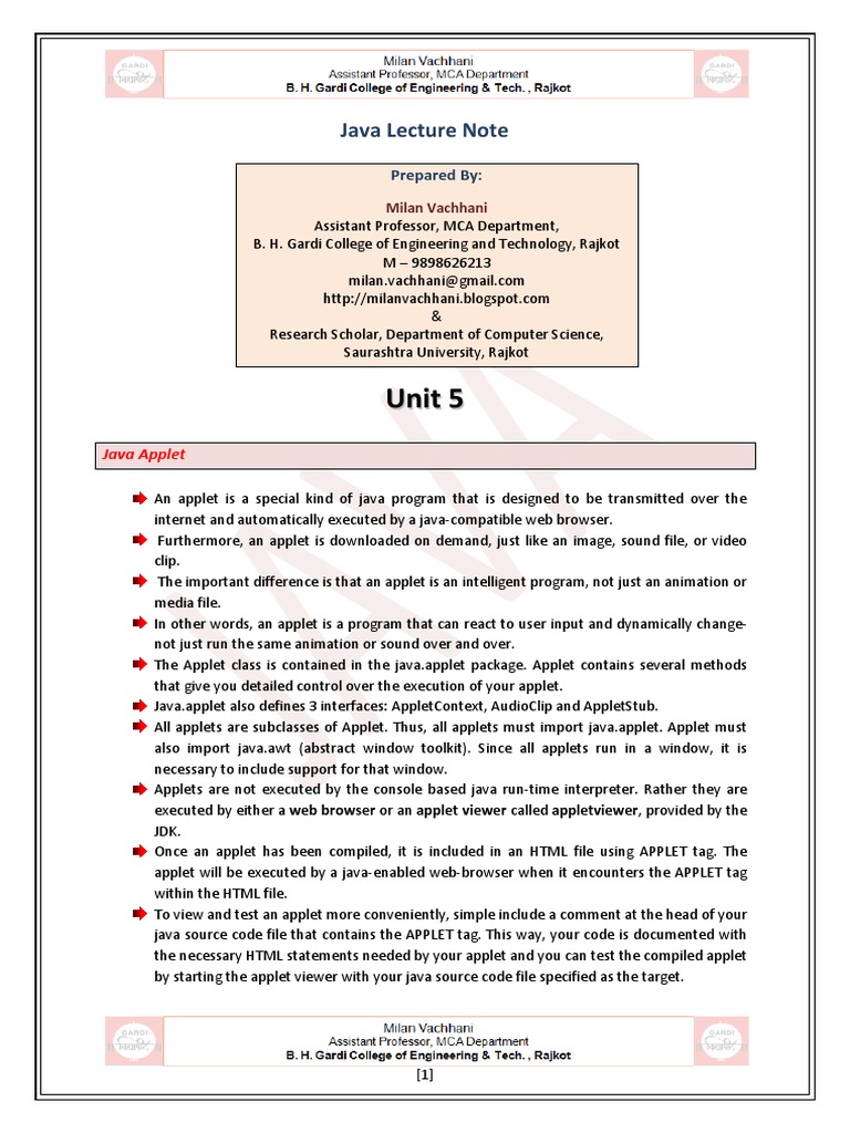 Java Unit 5 | Download Free PDF | Java (Programming Language) | Software Engineering