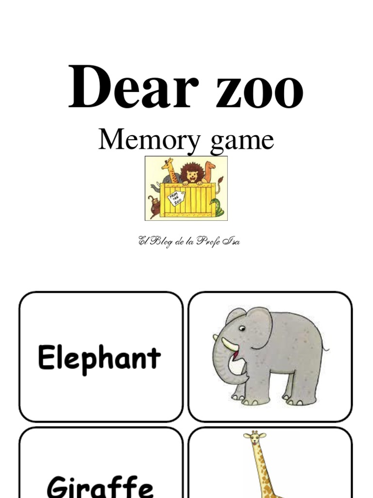 Dear Zoo - Memory Game | PDF