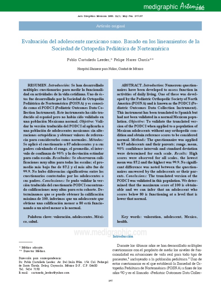 Podci Mex | PDF | Adolescencia | Cuestionario