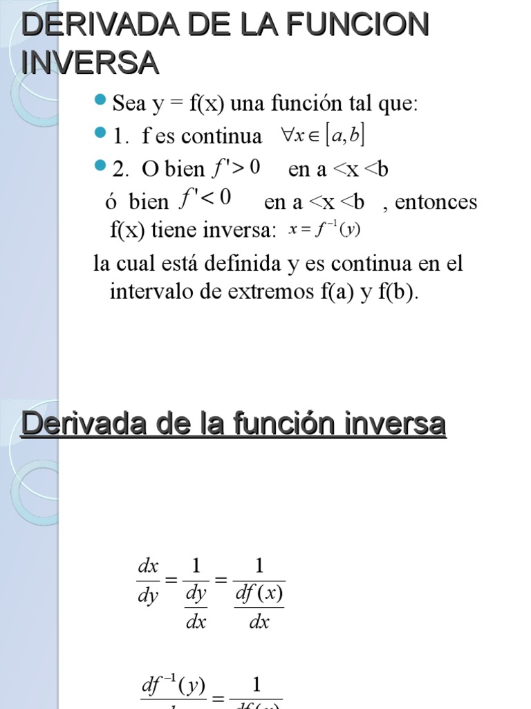 Derivadas de funciones inversas y aplicaciones | PDF | Derivado ...