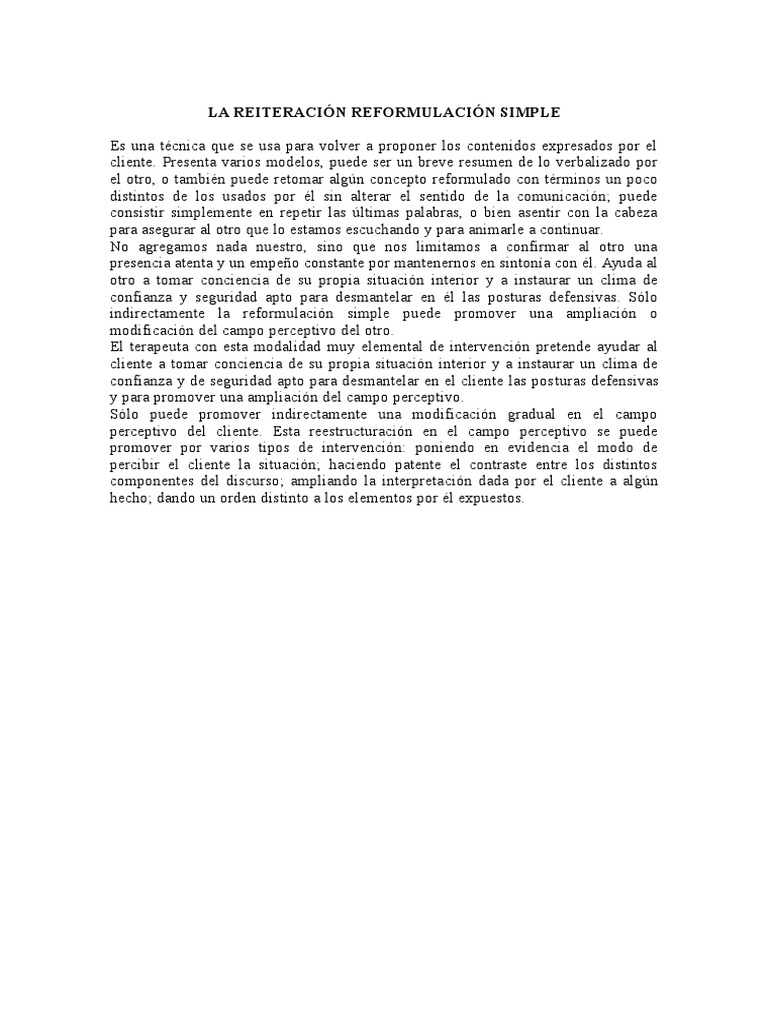 La Reiteración Reformulación Simple | PDF