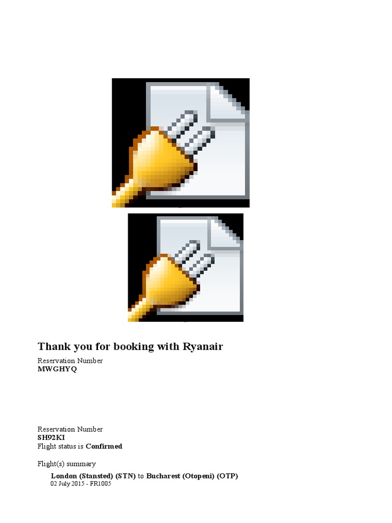 Thank You For Booking With Ryanair: Reservation Number | PDF | Travel