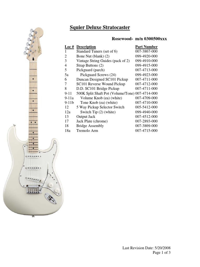 Squier Deluxe Strat SISD | PDF | Sports & Recreation