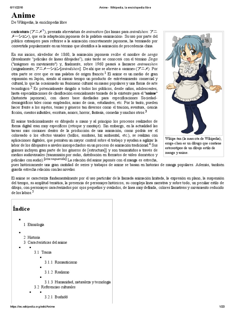 Anime - Wikipedia, La Enciclopedia Libre | PDF | Anime | Animación
