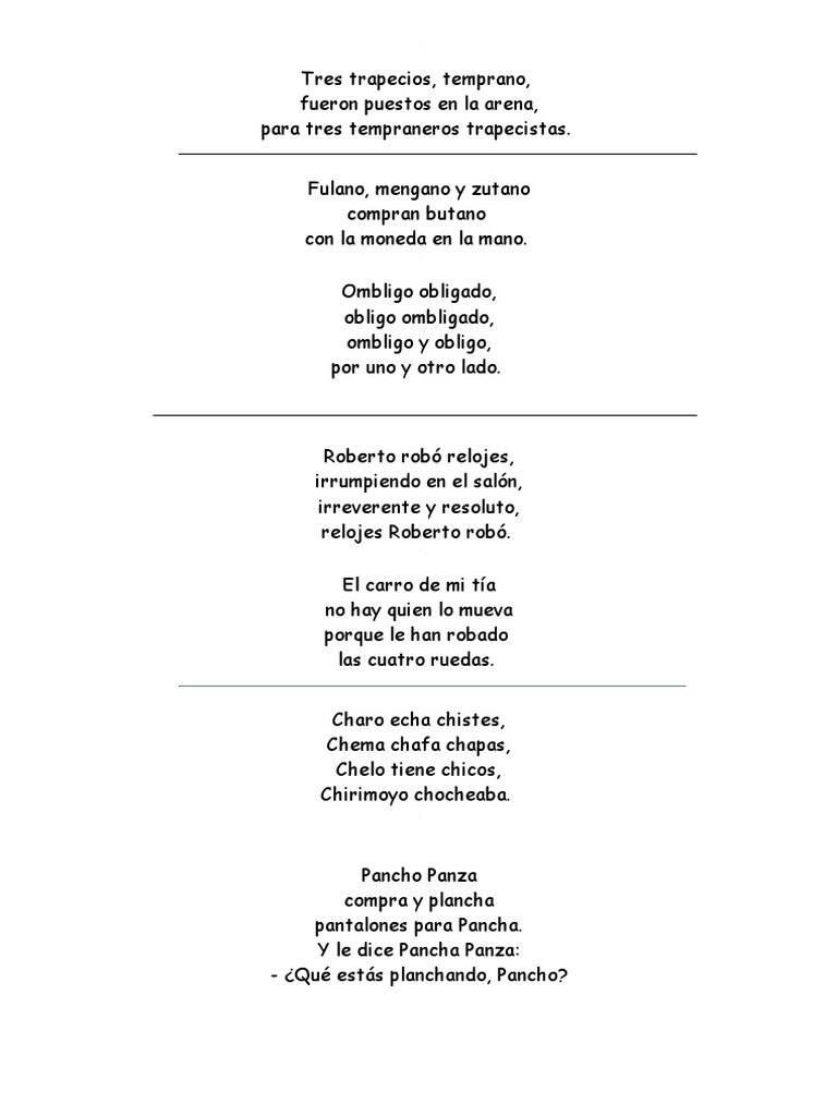 Trabalenguas 2 Grado | PDF