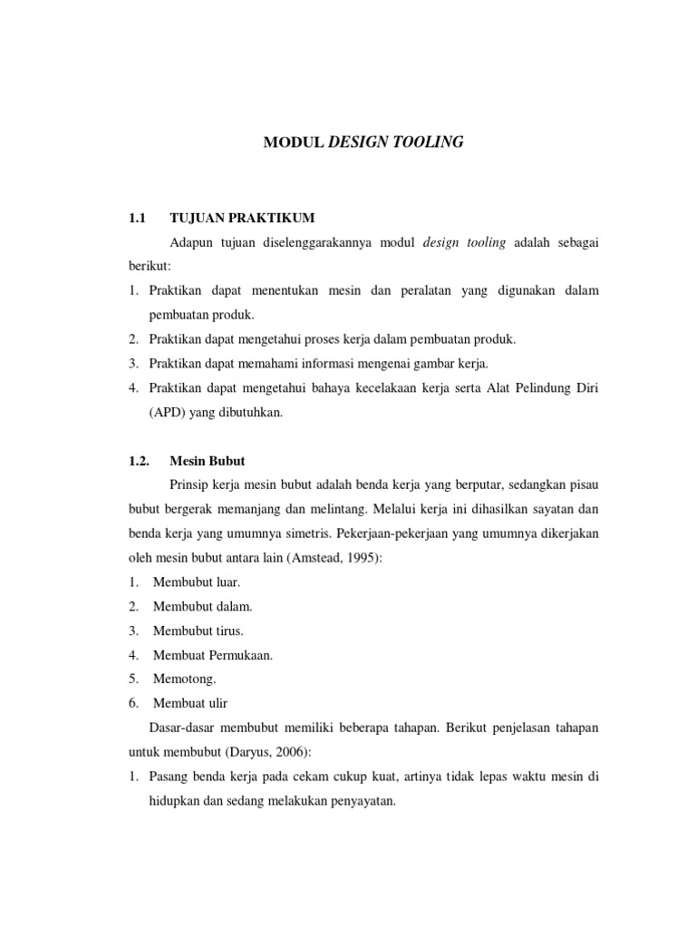 Modul Desain Tooling dan Mesin Perkakas | PDF | Griya & Taman