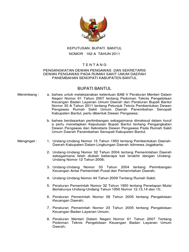 SK Pengangkatan Dewan Pengawas | PDF