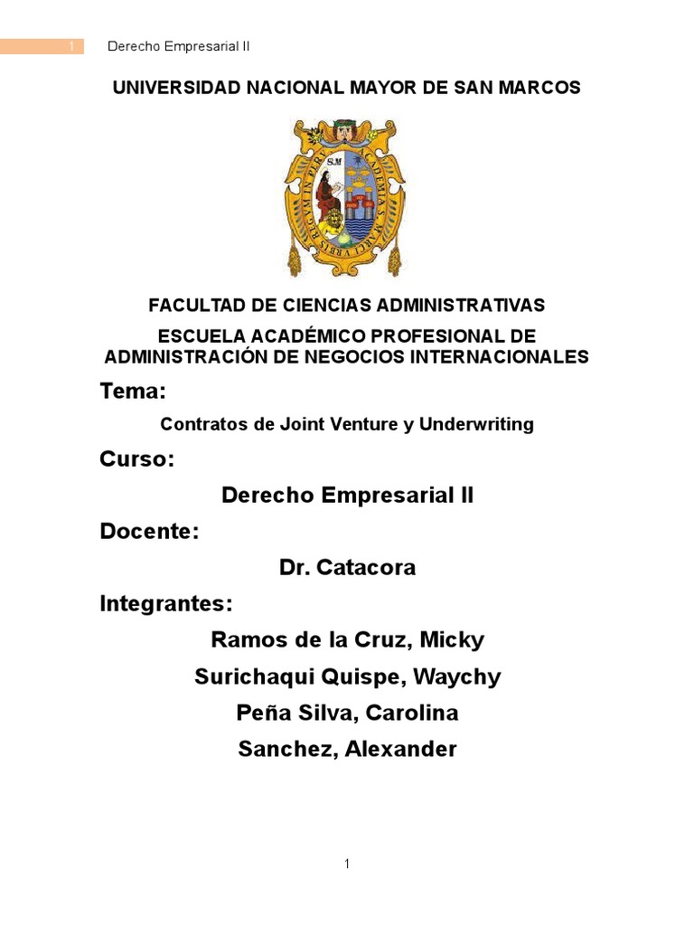 Joint Venture y Underwriting | PDF | Proyecto conjunto | Competitividad