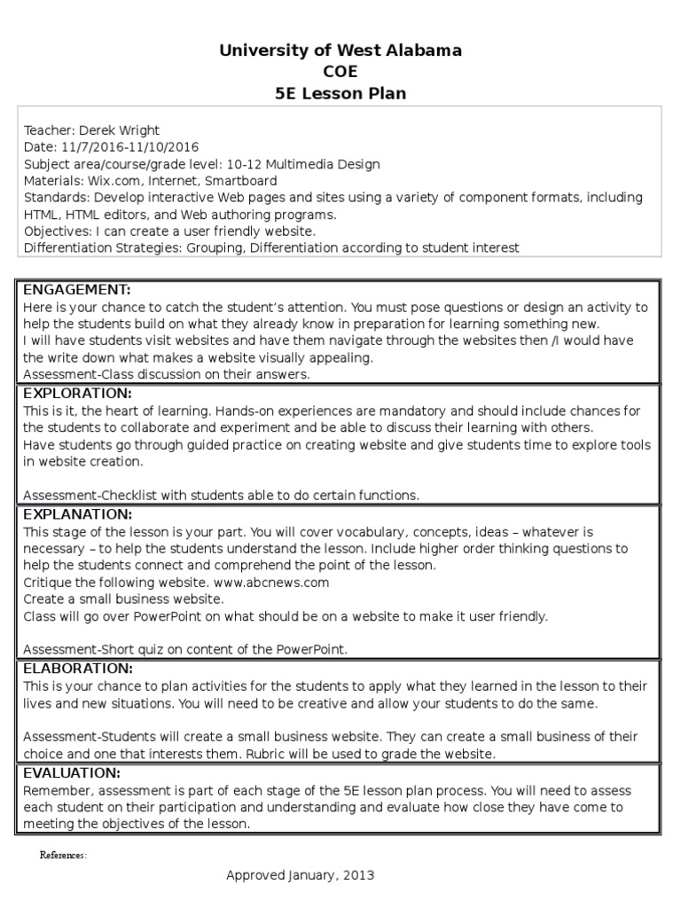 Uwa 5e Lesson Plan 02 | PDF