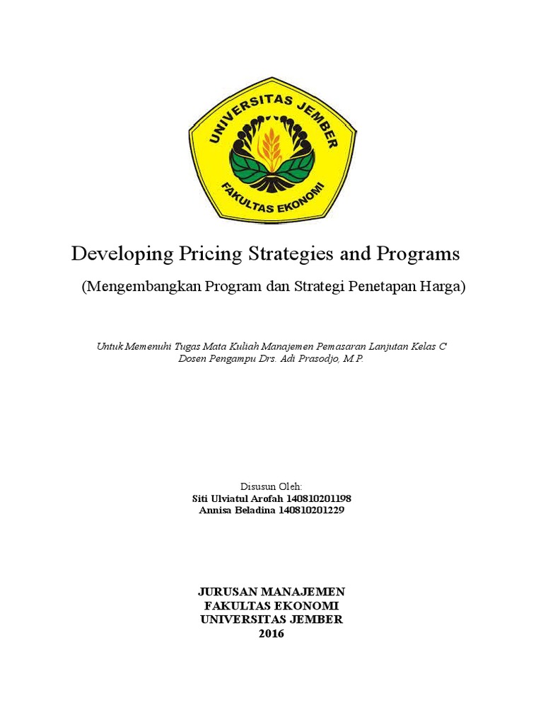 Developing Pricing Strategies and Programs | PDF | Karier & Perkembangan | Bisnis