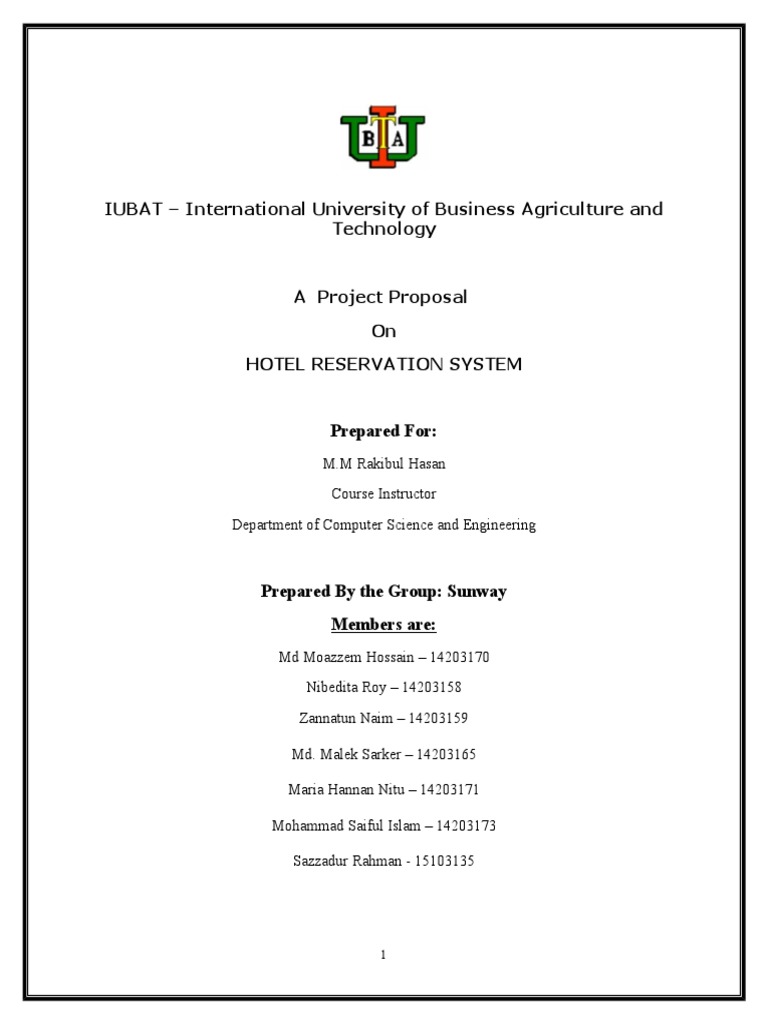 Hotel Reservation System Project Proposal | PDF | Computer Science ...