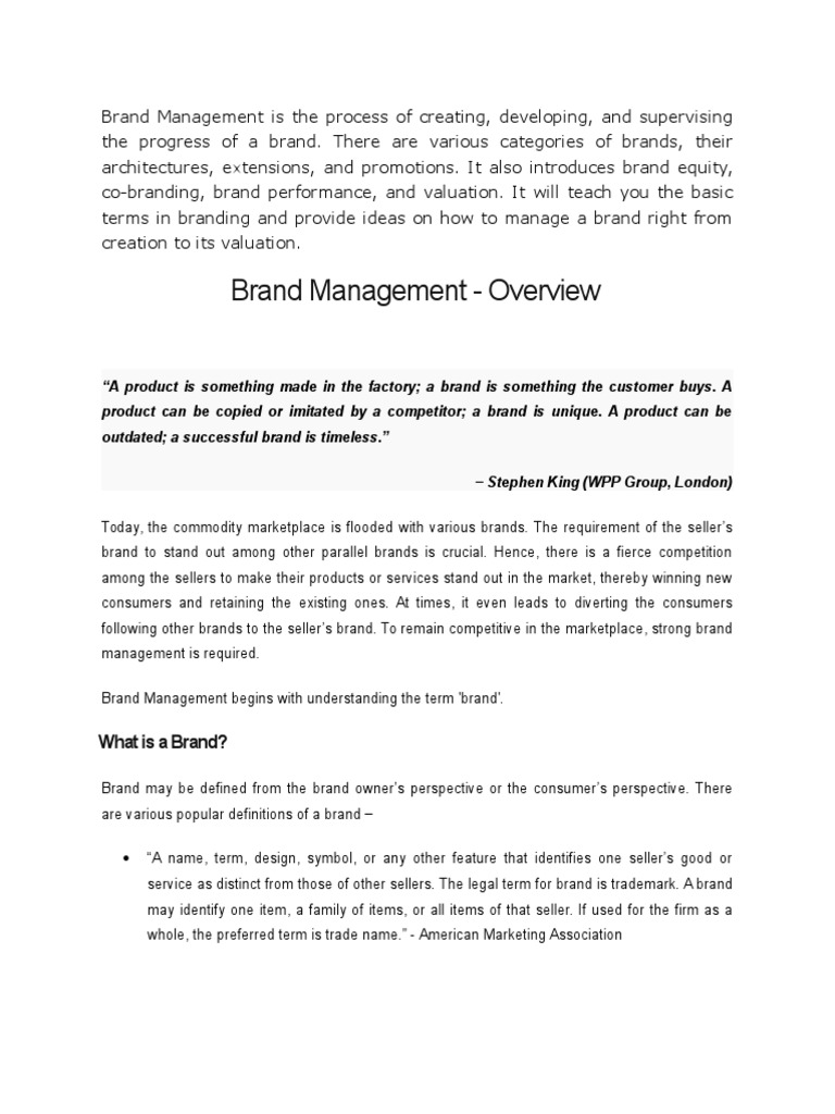 Brand Management | PDF | Brand | Brand Management