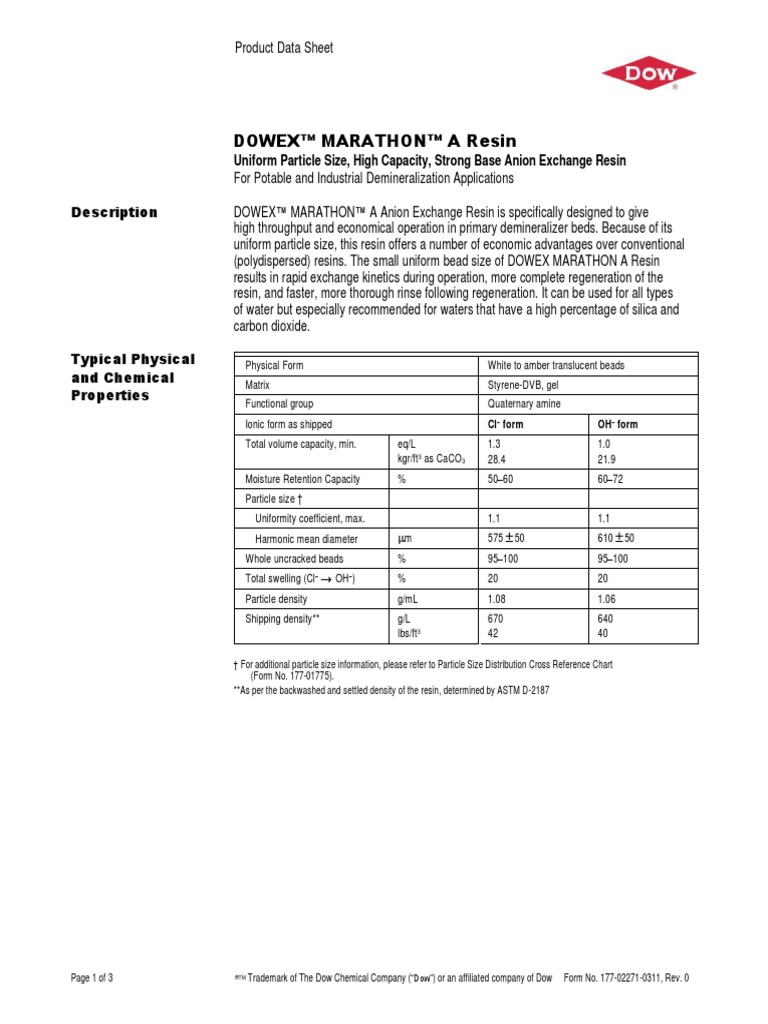 Dowex Marathon A | Dow Chemical Company | Litre