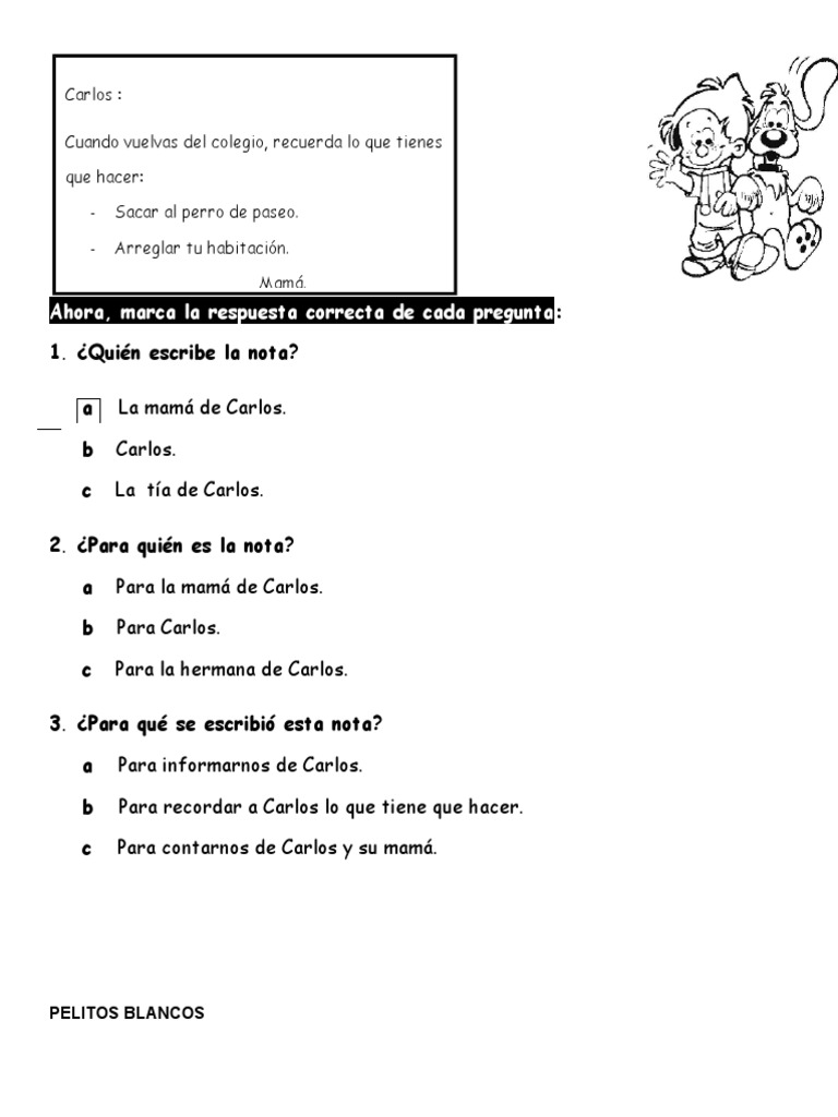 Comprension de Lectura para Primero | PDF | Dom | Ocio