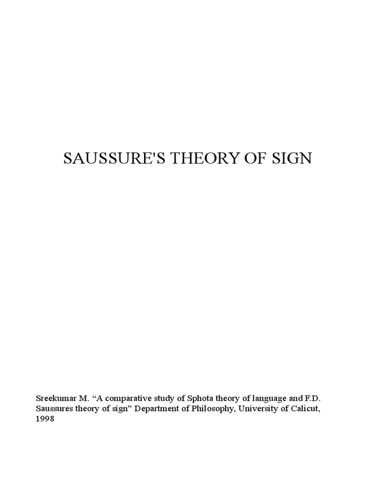 Saussure's Theory of Sign | Linguistics | Deconstruction