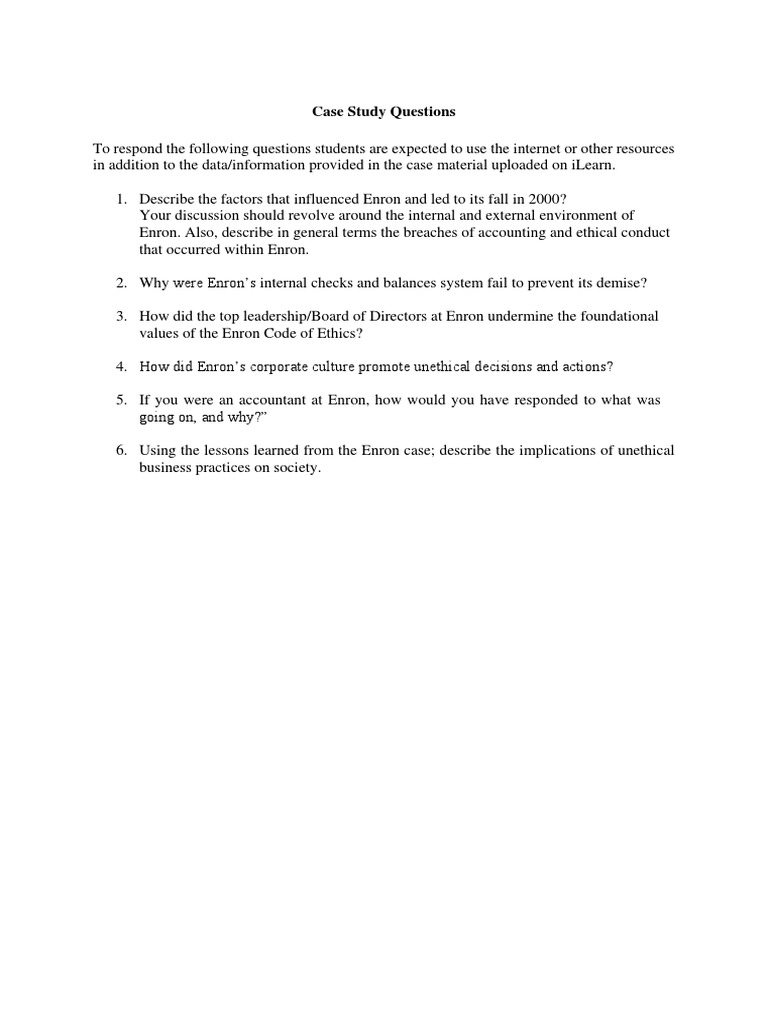 Case Study Questions | PDF