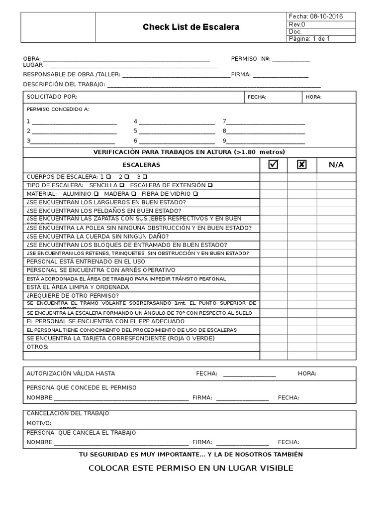 Check List Escaleras