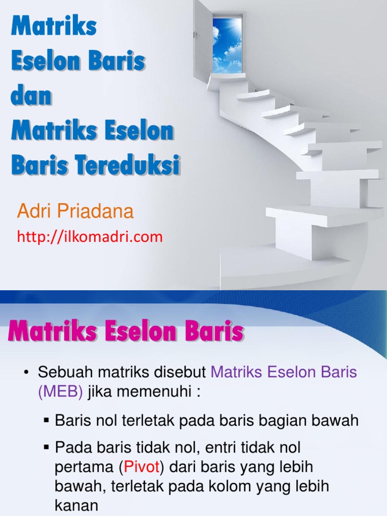 1542 Matriks Eselon Baris Dan Matriks Eselon Baris Tereduksi | PDF 1542 Matriks Eselon Baris Dan Matriks Eselon Baris Tereduksi | PDF