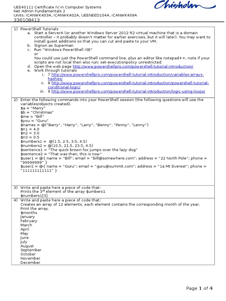 Lab02 PowerShell - Basics | PDF | Array Data Type | Integer (Computer Science)