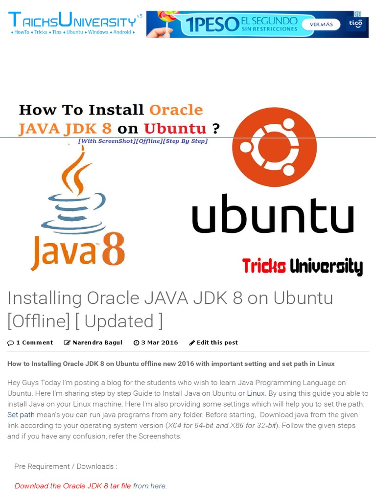 Installing Oracle JAVA JDK 8 On Ubuntu (Offline) (Updated ...