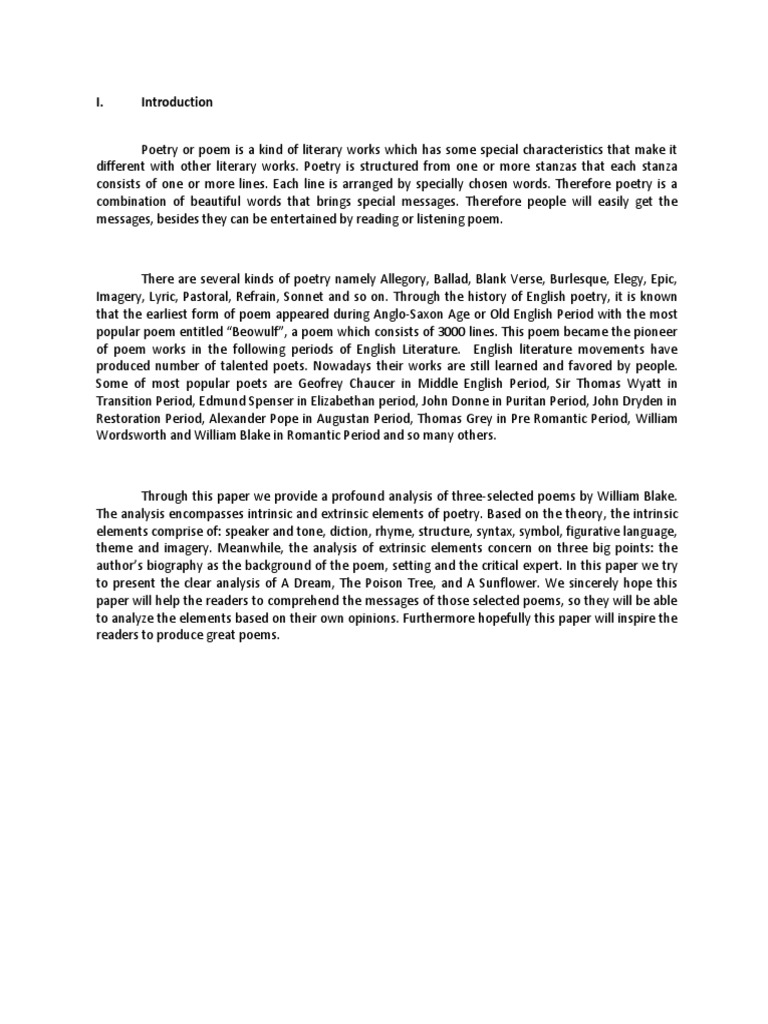 Analysisi of William Blakes Selected Poems PDF | PDF | William Blake ...