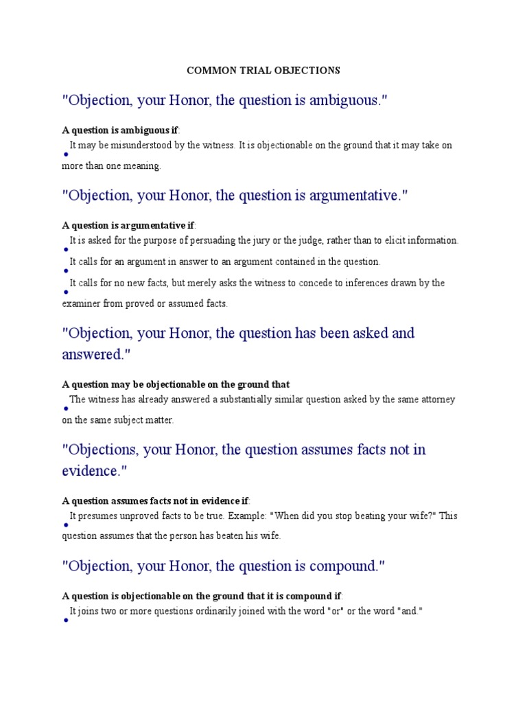 Common Trial Objections | Hearsay | Witness