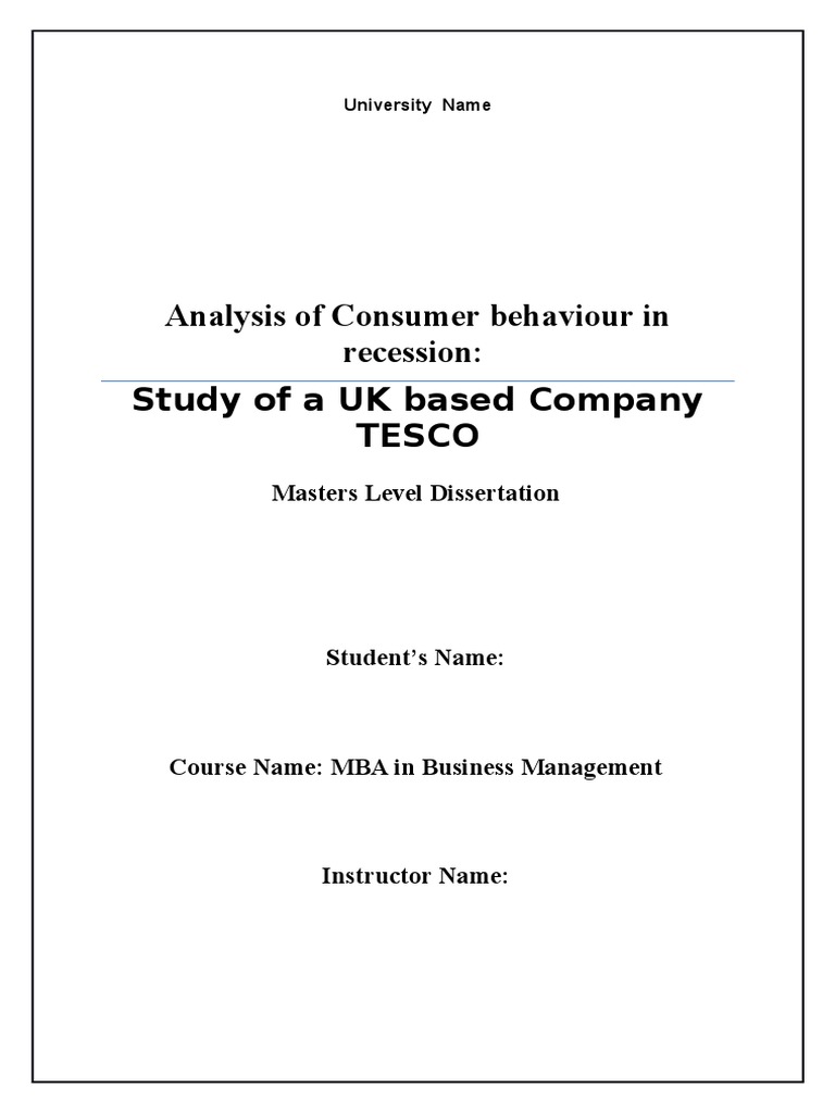 Consumer Behavior Sample Dissertation | PDF | Consumer Behaviour ...