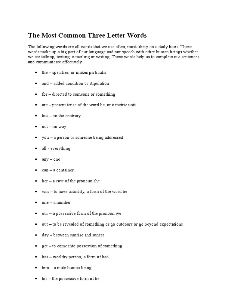 The Frequency and Versatility of Three-Letter Words in the English ...