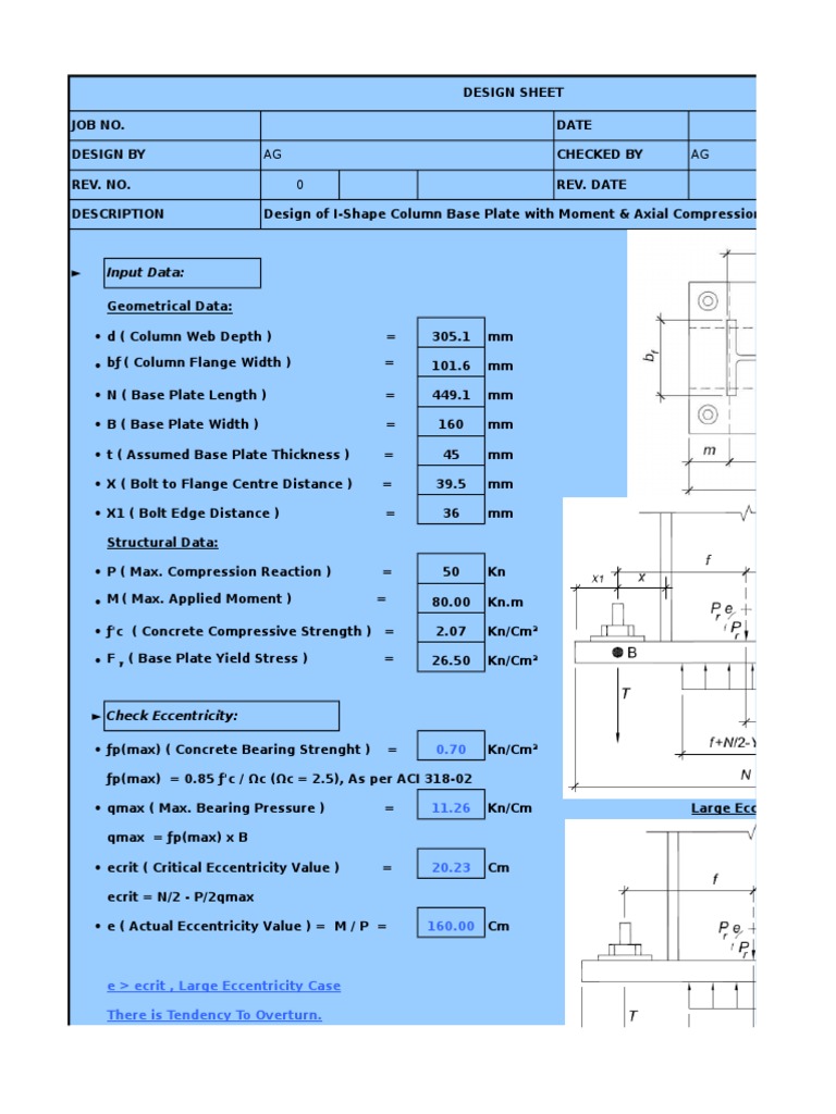 Design of Column Base Plate | PDF | Column | Strength Of Materials