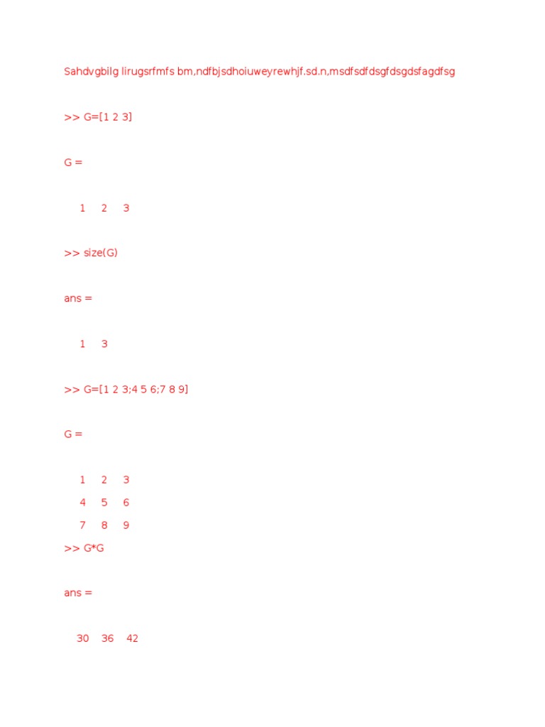 Matrices in MATLAB: Operations on Arrays and Matrix Manipulation | PDF