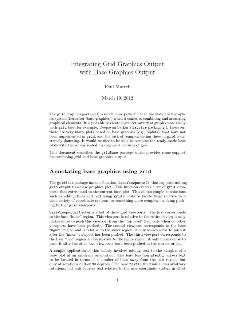 Integrating Grid Graphics Output With Base Graphics Output | PDF