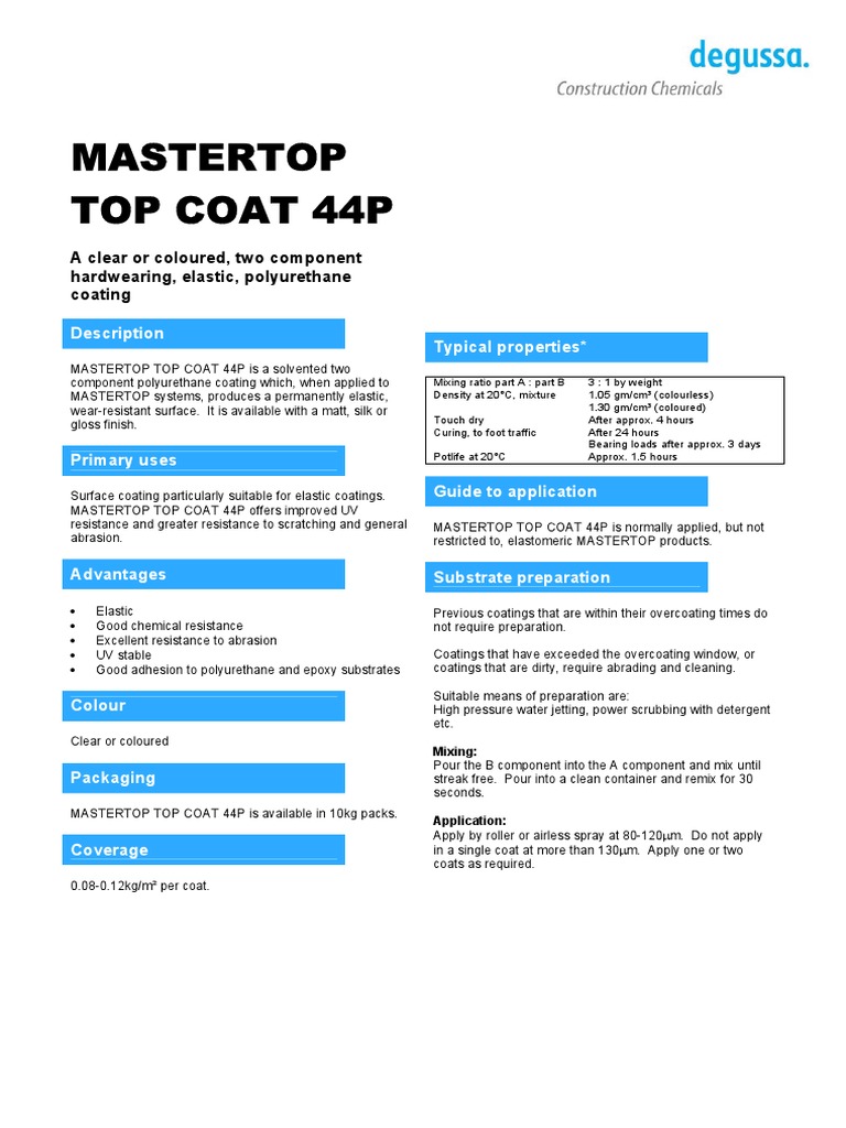 Durable Polyurethane Coating 44P | PDF | Epoxy | Chemicals