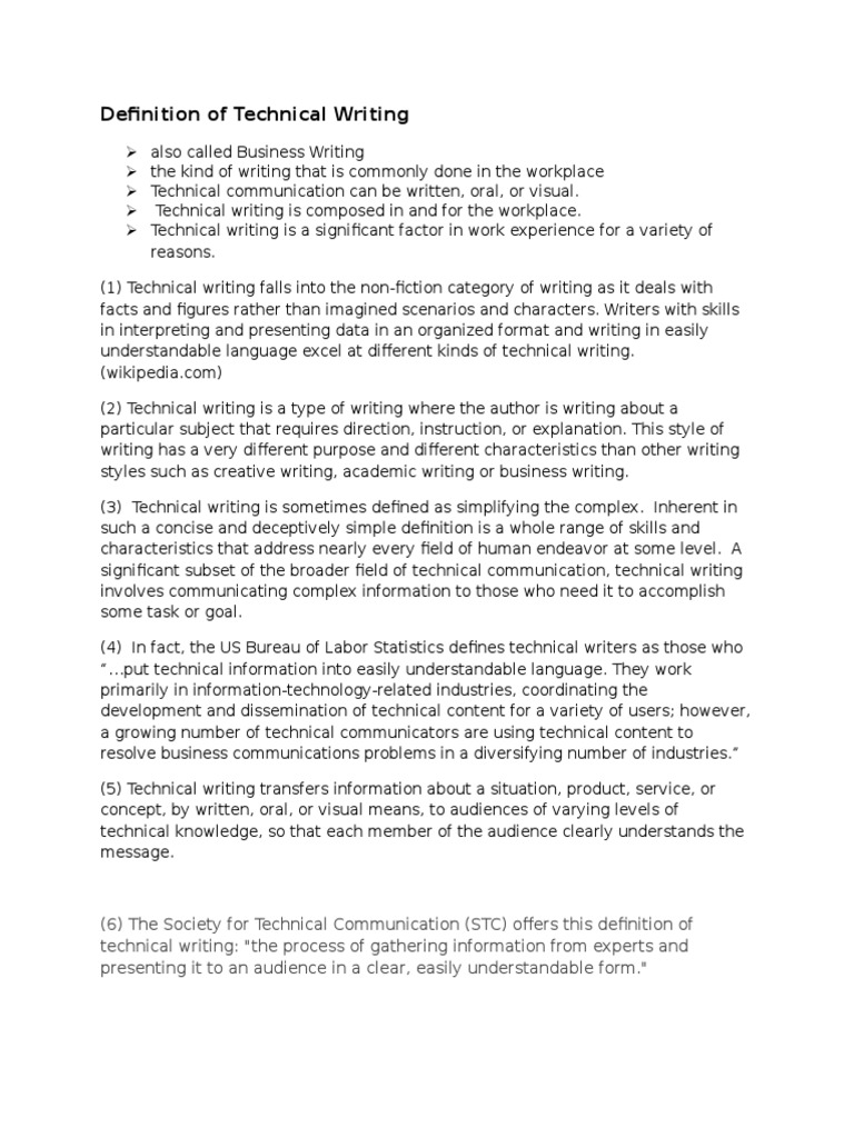 Definition of Technical Writing | PDF | Technical Communication ...