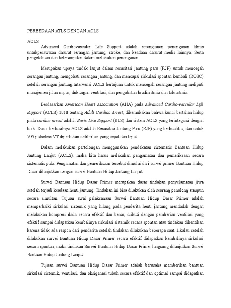 Perbedaan ATLS dan ACLS dalam Penanganan Darurat | PDF | Pengembangan Diri
