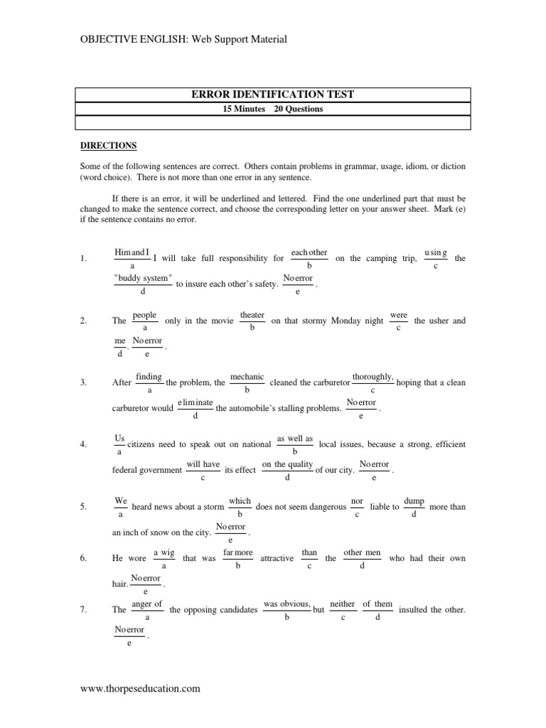 Error Identification Set 1 | PDF | Games & Activities