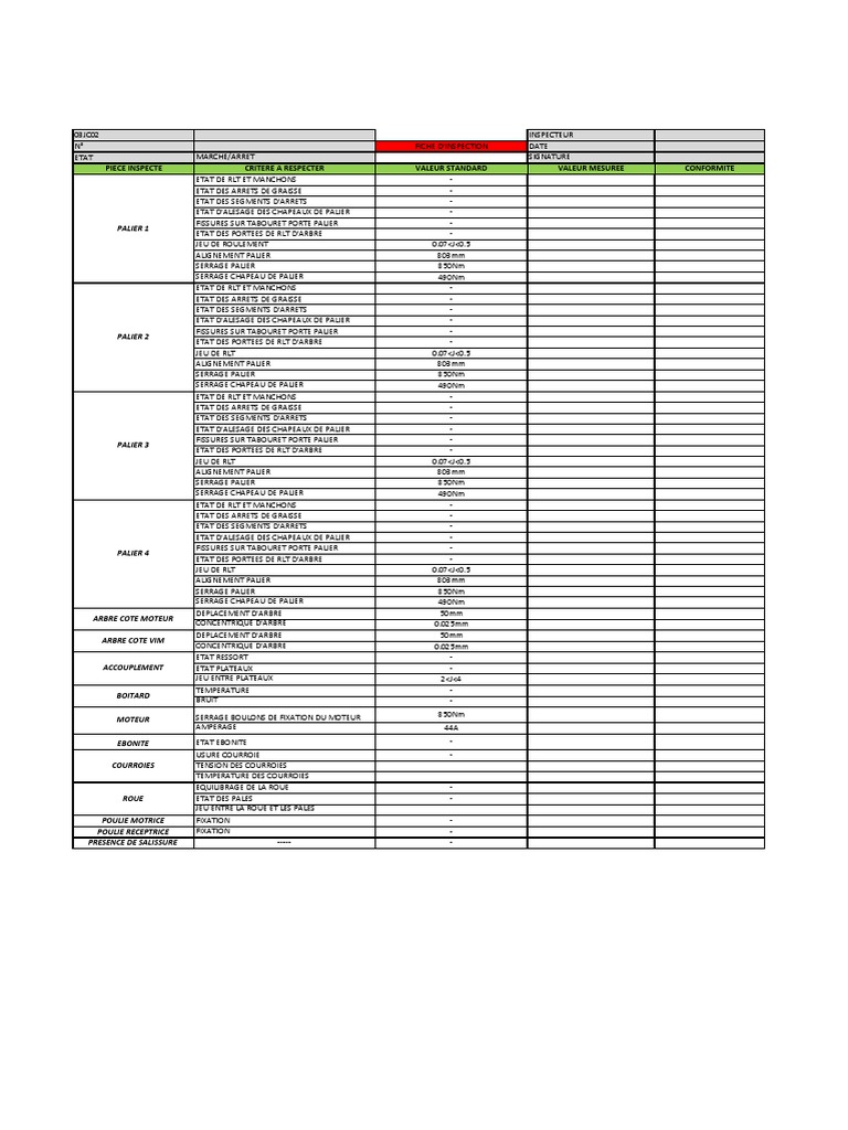 Fiche D'inspection | PDF