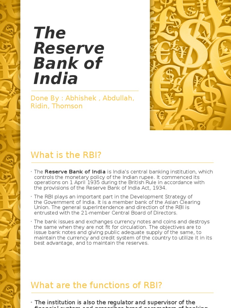Overview of the Reserve Bank of India | PDF | Reserve Bank Of India ...