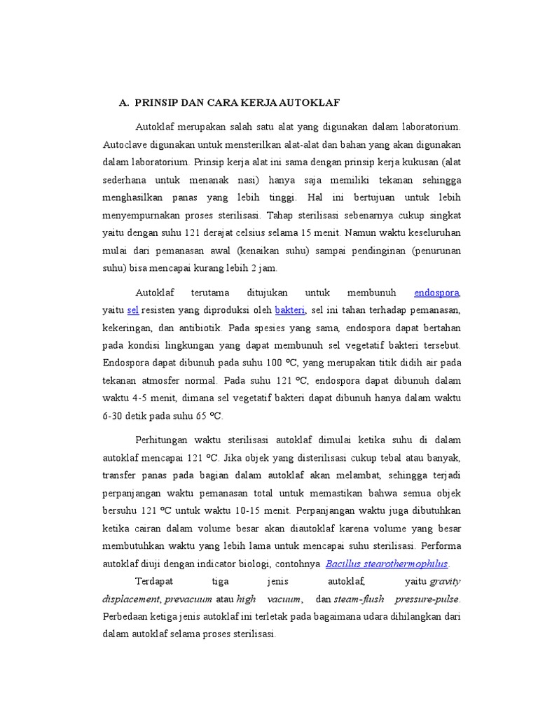 Prinsip Dan Cara Kerja Autoklaf | PDF