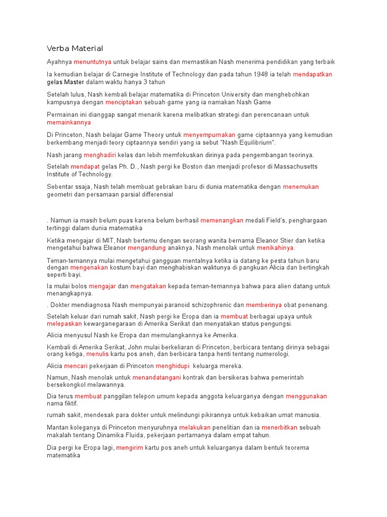 Verba Material | PDF | Ilmu Sosial