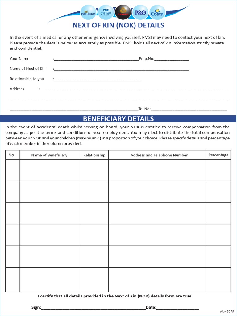 NOK Form Nov 2015 | PDF | Law