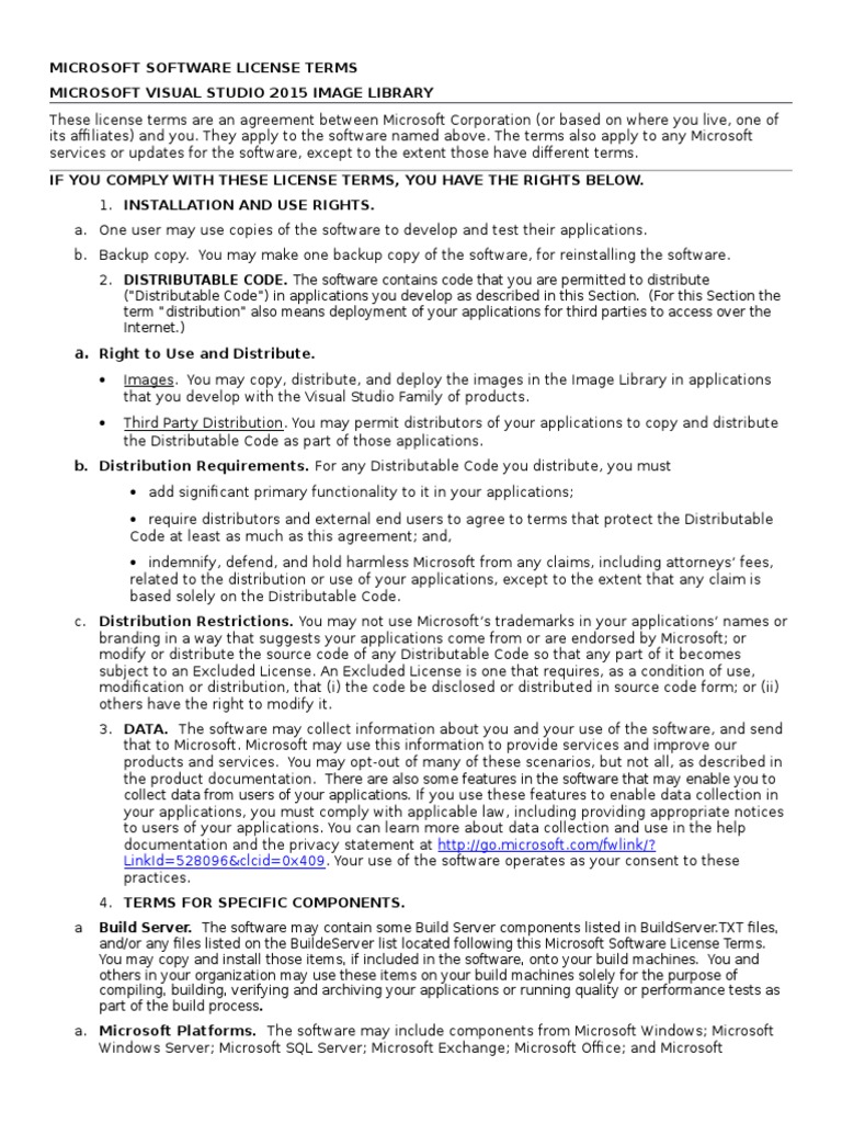 Visual Studio 2015 Image Library EULA | PDF | Application Software ...
