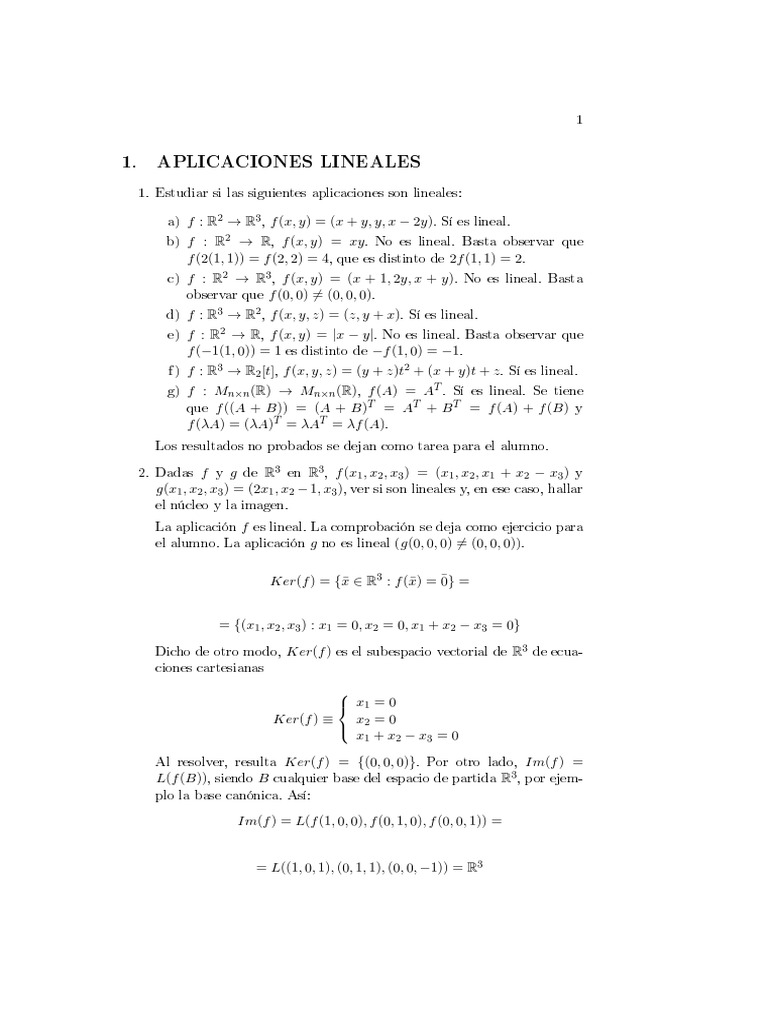 Aplic Lin Ejerc Soluc PDF | PDF | Mapa lineal | Relaciones matematicas