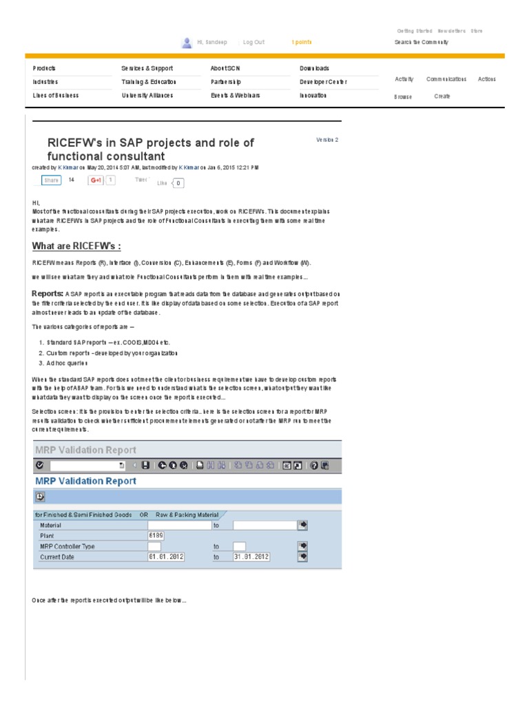 RICEFW's in SAP Projects and Role of Functional Consultant | PDF | Sap ...