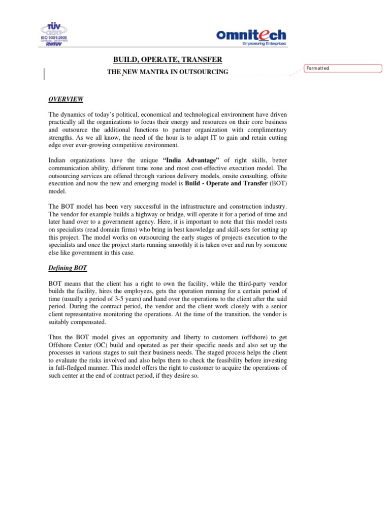 Build Operate Transfer PDF | PDF