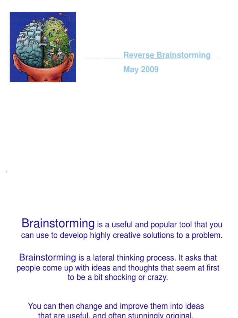 Reverse Brainstorming | PDF | Brainstorming | Cognition