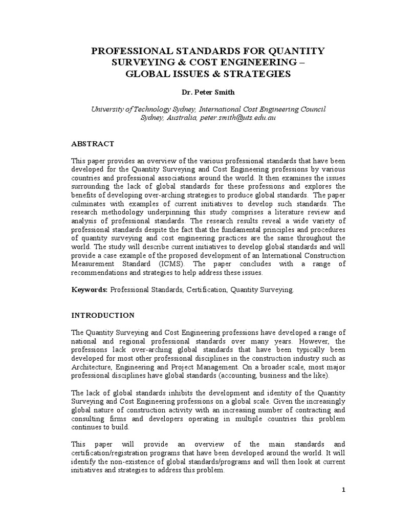Professional Standard For Quantity Surveying | PDF | Project Management ...